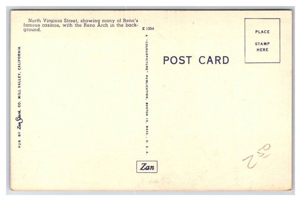 Virginia Street View Night Reno Nevada NV UNP Linen Postcard V4 | eBay