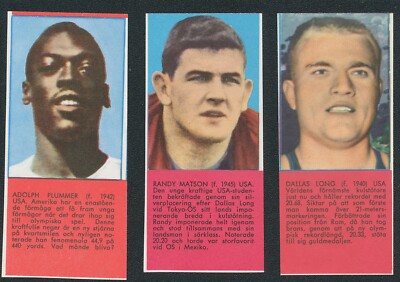 (3) 1965 SWEDISH REKORD OLYMPIC CARDS: RANDY MATSON, DALLAS LONG ...