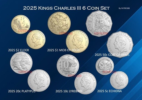 2025 Coin Year Set - $2, $1, 50c, 20c, 10c & 5c Coins - Ex RAM rolls ...