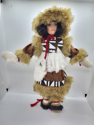 Vintage 1999 White Star Eskimo Doll Signed By Cindy Shafer Porcelain # ...