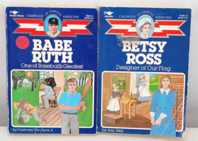 Vintage Childhood of Famous Americans PB Books Betsy Ross & Babe Ruth ...