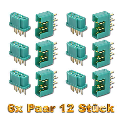 6 Paar MPX Stecker Buchse Hochstromstecker Multiplex Style 6 Pin Polig ...