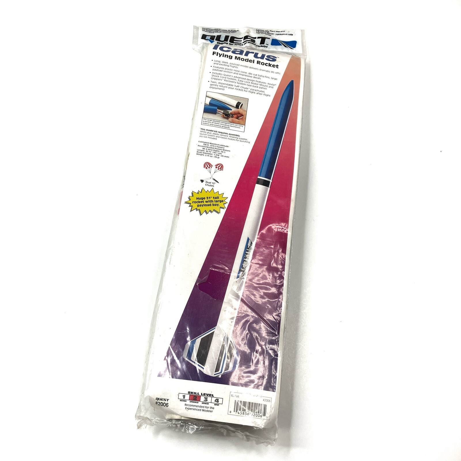 New Quest Flying Model Rocket Kit Icarus Kit Quest #2006 NEW IN FACTORY ...