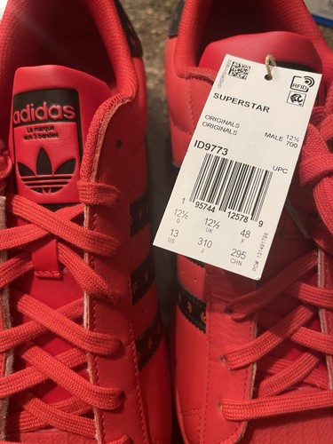 Adidas Superstar Clamshell Toe Scarlet Red & Core Black ID9773 Mens Sz ...