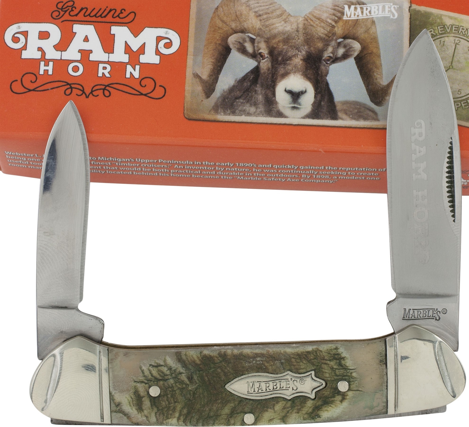 Marbles Rams Horn Handles Canoe Pocket Knife MR360 2 Folding Blades | eBay