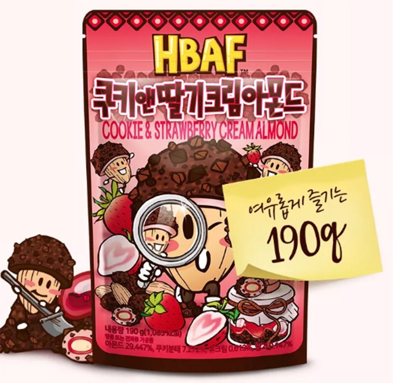 HBAF Cookie & Strawberry Cream Almond [New Taste!] [190g] KOREAN SNACK ...