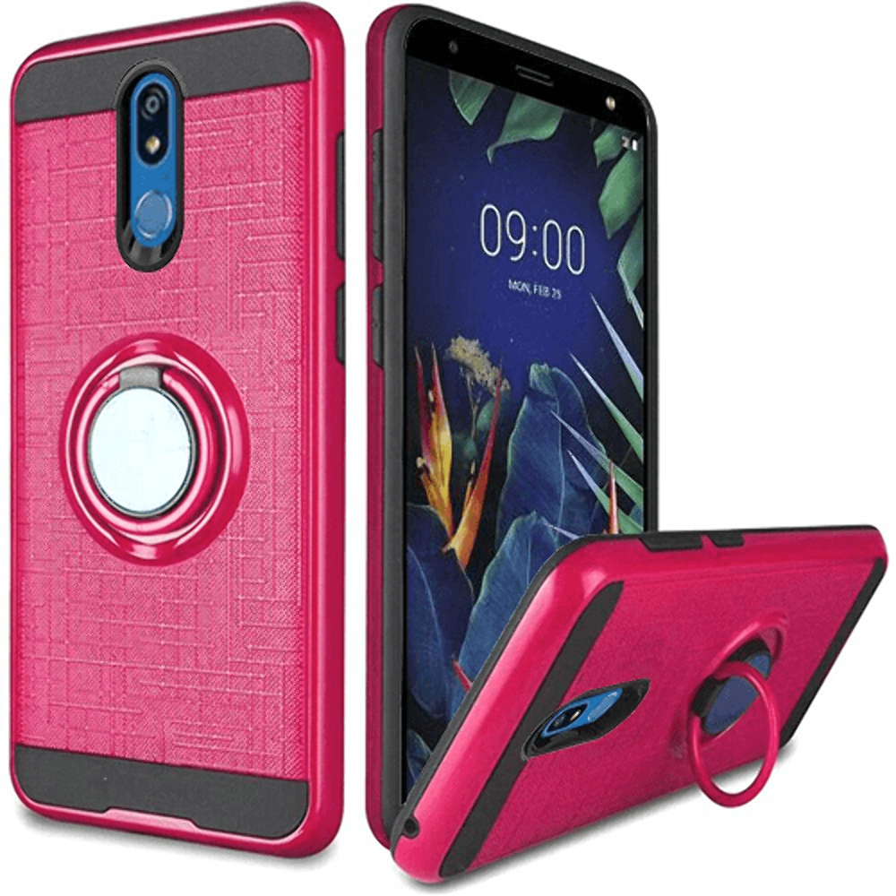 for LG K40 Metallic Magnetic Ring Stand 360 Rotation Case HOT PINK | eBay