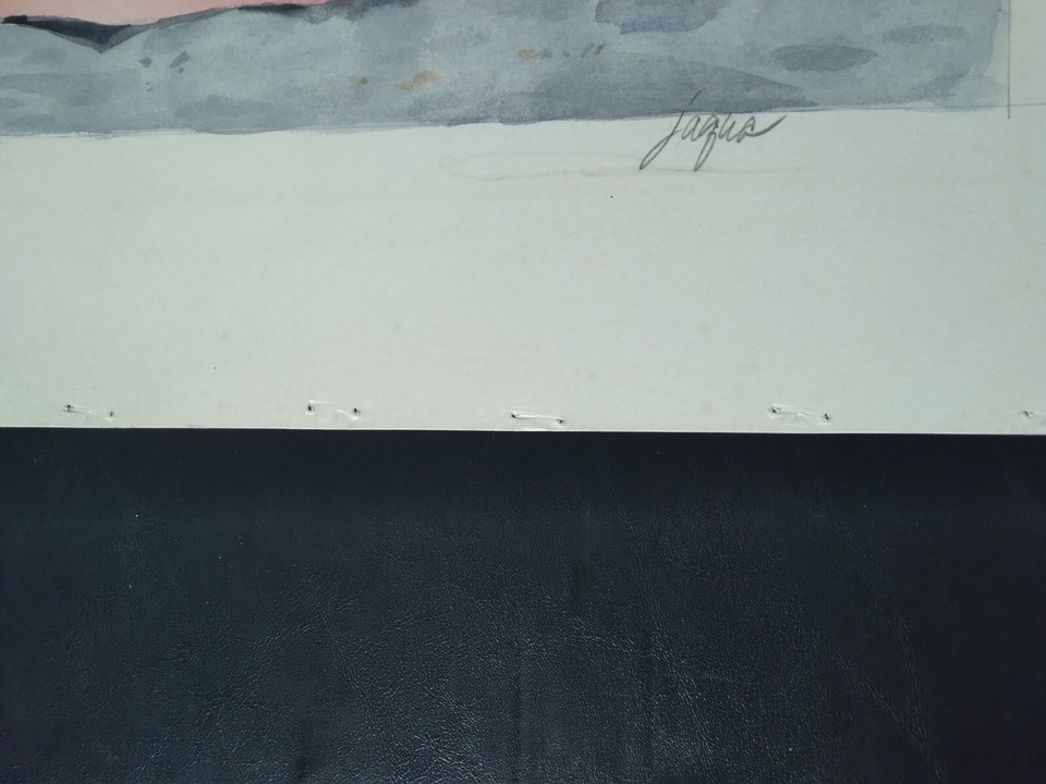 Vintage Signed Joe Jaqua Beach Scene Girls With Tiger Watercolor ...