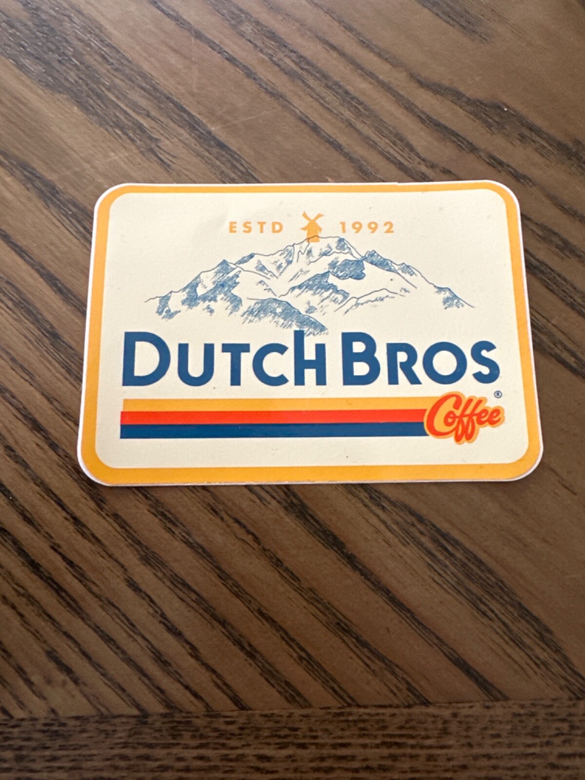 Dutch Bros Sticker August 2020 Mountain Classic Logo Est 1992 Yellow ...