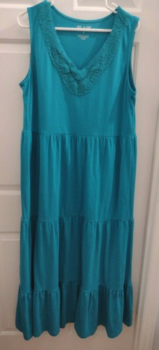 Blair Dress Turquoise Sleeveless Sundress Tiered Very Long Tall Womens ...