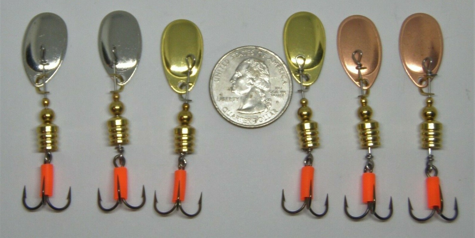 1 Lot of 6 Custom Trout #1 Nickel Gold & Copper French Blade Spinners 1 ...