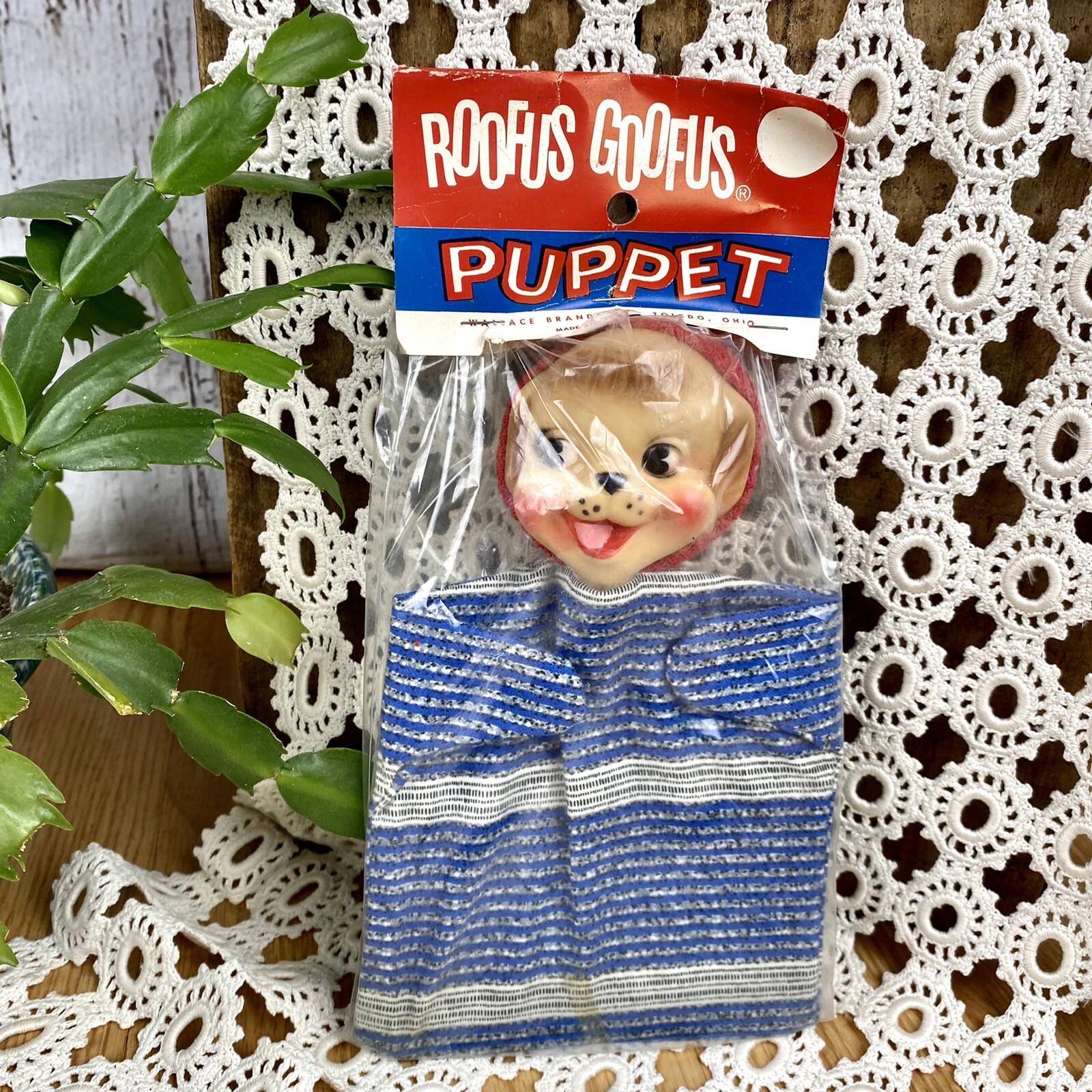 Vintage Roofus Goofus Puppet Rubber Face Rare NOS 1950s Hand Puppet Dog ...