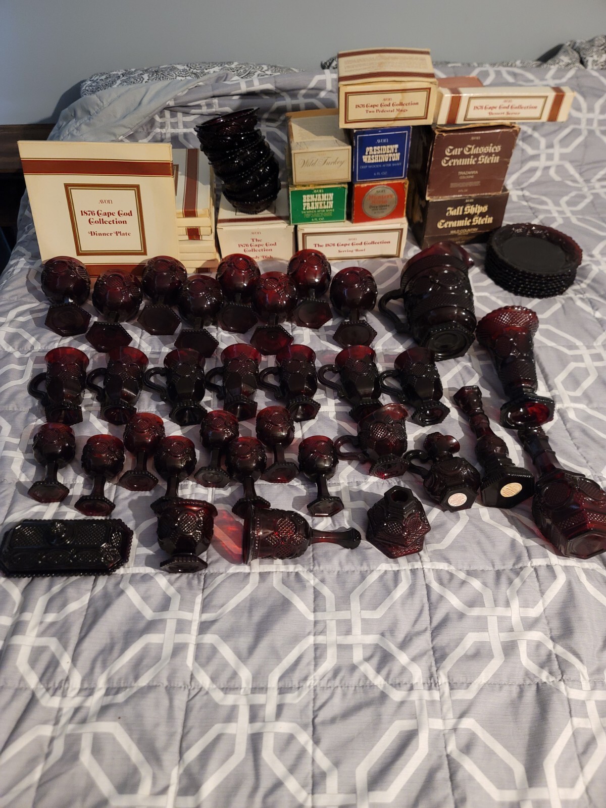 Avon 1876 Cape Cod Collection Set Ruby Red Glass Ware Inlcudes All In ...