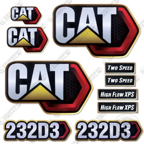 Fits Caterpillar 232D3 Decal Kit Skid Steer Decals - 7 YEAR OUTDOOR 3M ...