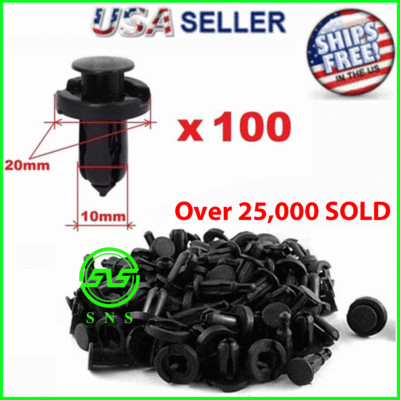 100 Pcs Bumper Clips 10mm Hood Fender Push Rivets Retainer Fasteners ...