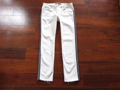 JET by JOHN ESHAYA ~ Size 8 ~ White Mesh Racing Stripe Stretch Cropped ...