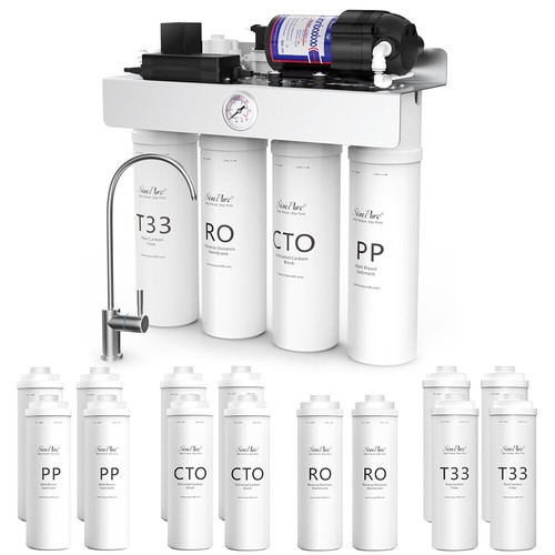 SimPure T1-400GPD 8 Stage UV Reverse Osmosis Tankless RO Water Filter ...