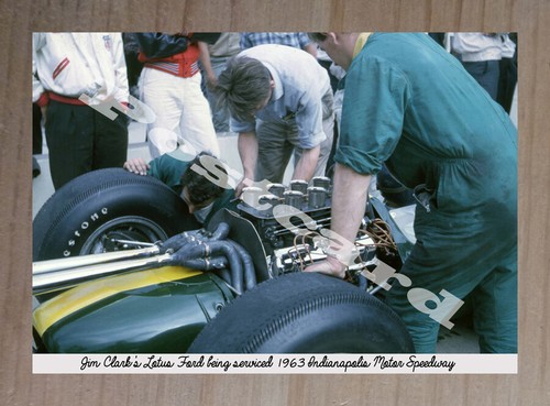 Historic Jim Clark's Lotus Ford being serviced 1963 Indy Postcard ...