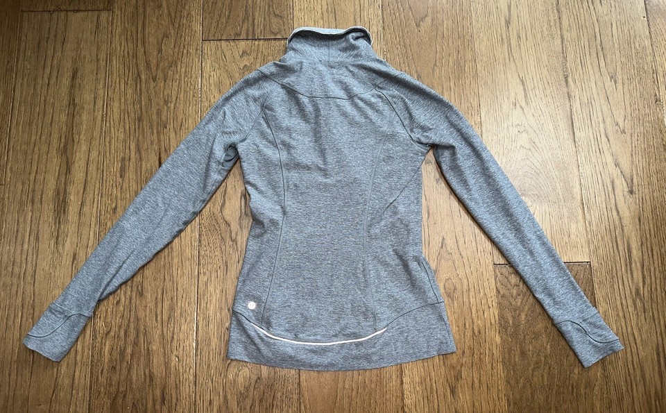 Lululemon Think Fast Athletic Gray Heather Slate Stripe ZIp Neck ...