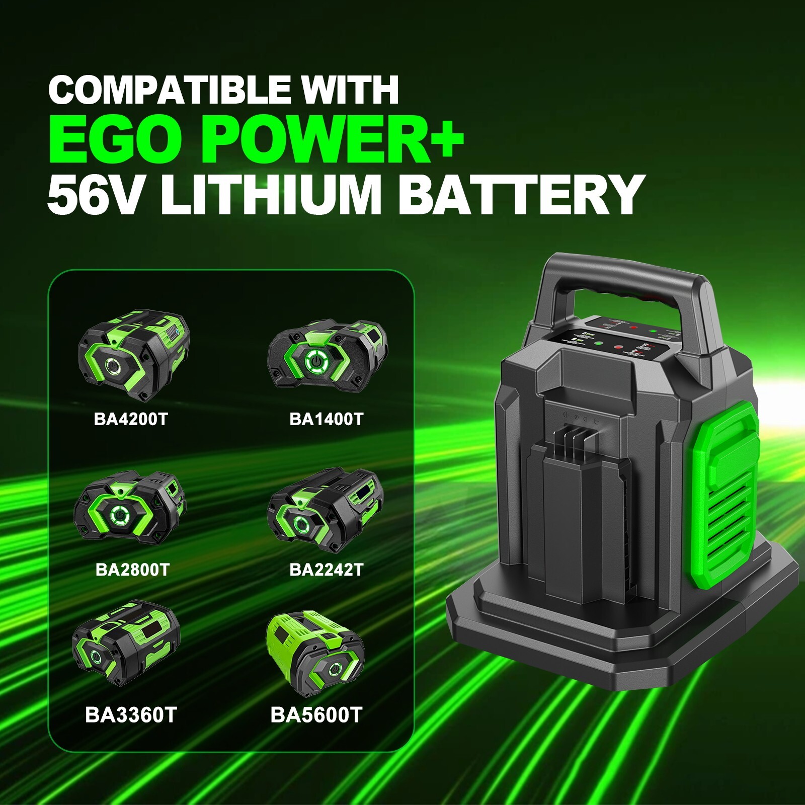Dual Ports Rapid Charger CH2800D For EGO 56V Power+ Lithium-ion Battery ...