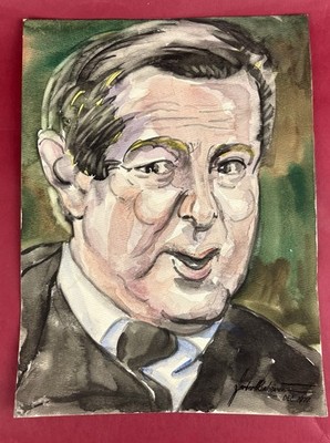 John Cheever Watercolor Portrait Signed Dated Herbert Renkewitz Rare ...