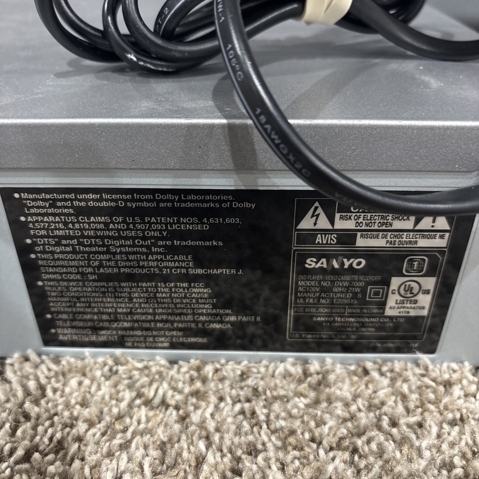 Sanyo DVW-7200 DVD VCR Combo Player 4-Head Hi-Fi VHS Tested No Remote ...