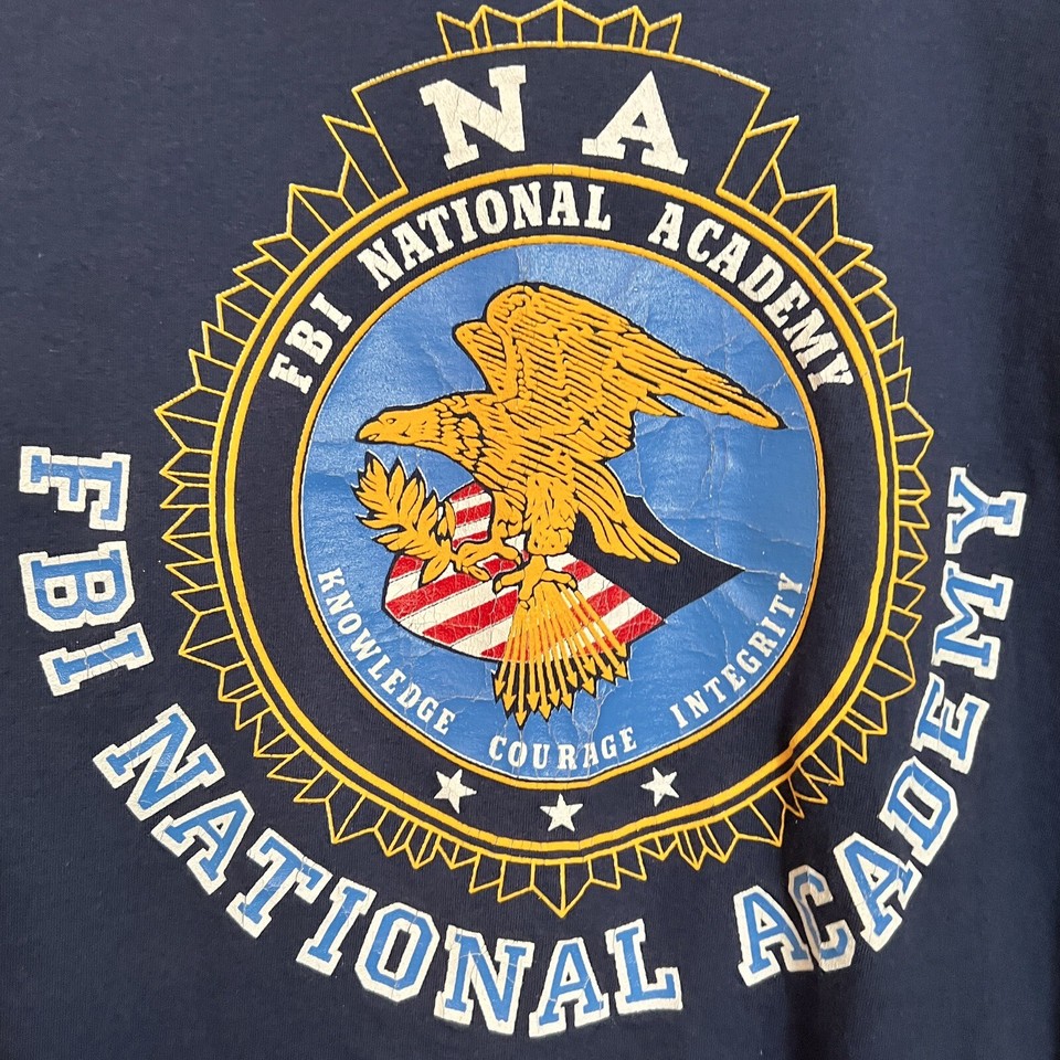 Vintage FBI National Academy Single Stitch T Shirt Size XXL 2XL NA Navy ...