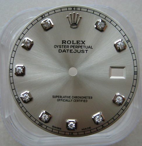 GENUINE ROLEX MEN'S 41 mm DATEJUST WATCH PART FACTORY DIAMOND SILVER ...