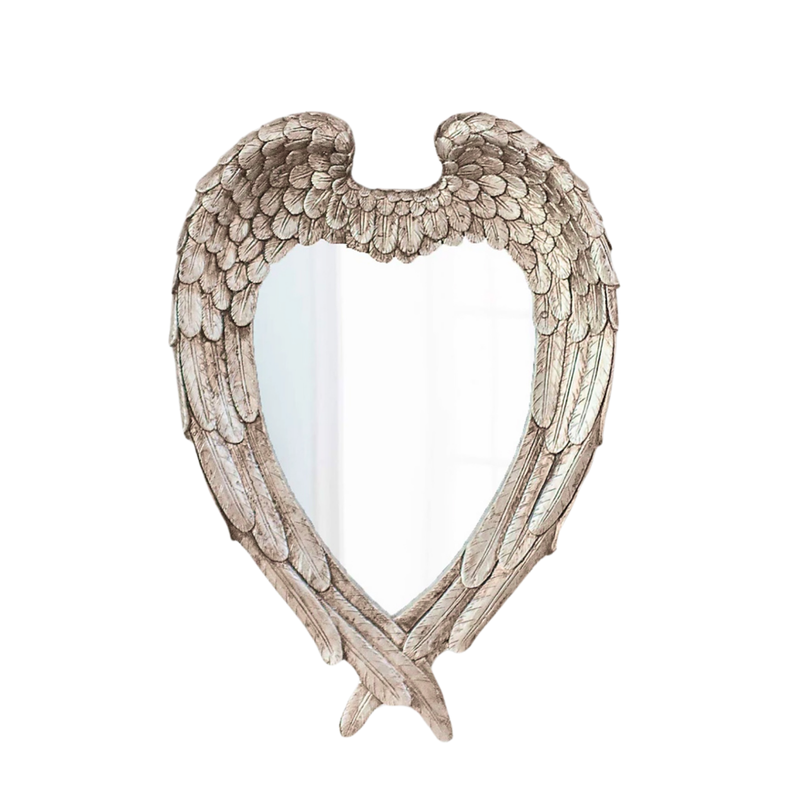 Feather Angel Wings Mirror Distressed Silver Hanging Mounting Home ...