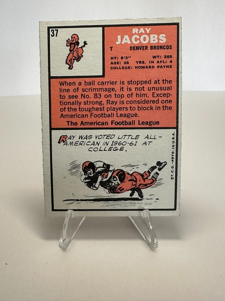 1966 Topps Ray Jacobs Signed Card Auto Autograph NFL Denver Broncos | eBay