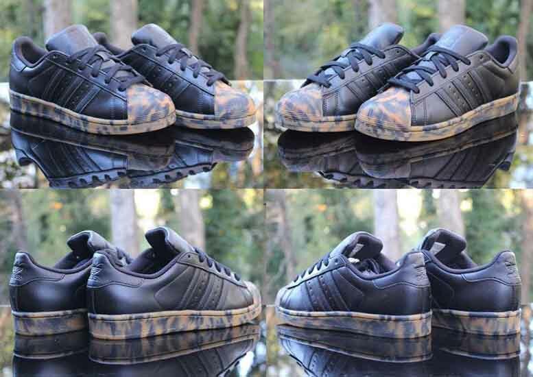 Adidas Superstar Tortoise Shell Kid's Size 5.5 Black Gum Custom S85984 ...