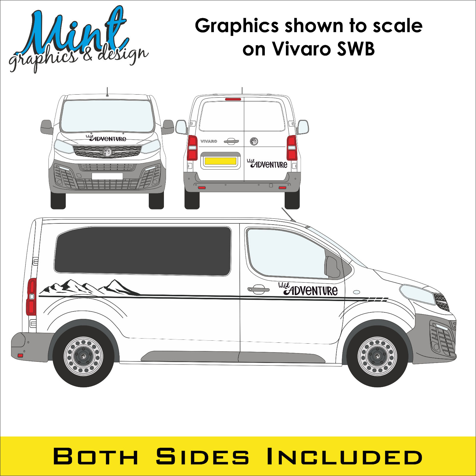 SWB VAUXHALL VIVARO Camper MOTORHOME Stripes Decals Stickers Van ...