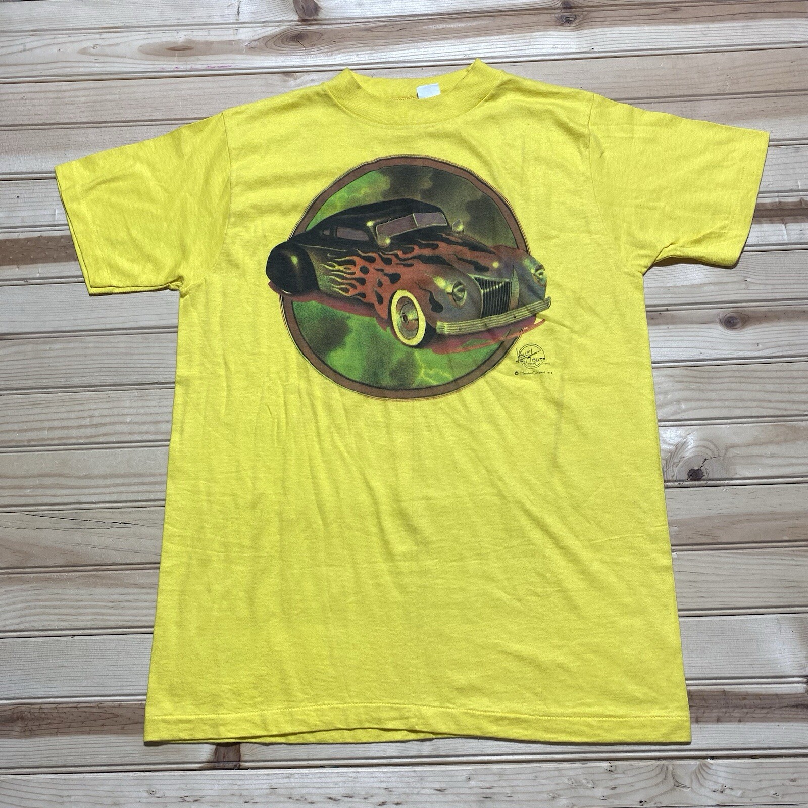 Vintage 1973 70s Kelly Mouse Art Hot Rod Lowrider Shi… - Gem