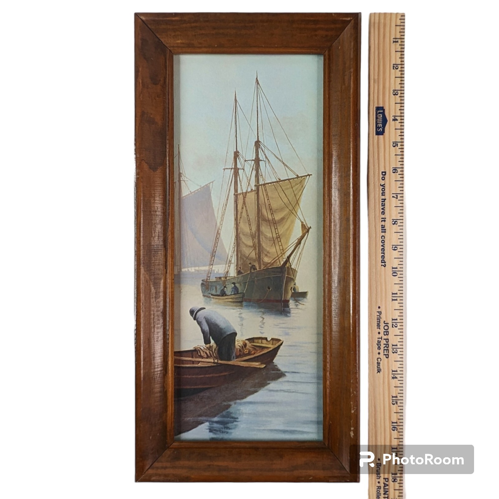 Vnt Frederick Fields Litho Print 70s Nautical Boats Framed Fishermen At ...