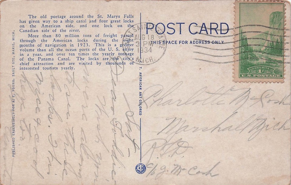 SS Henry Steinbrenner Ship Sault St Marie Soo Locks MI Michigan Vtg ...