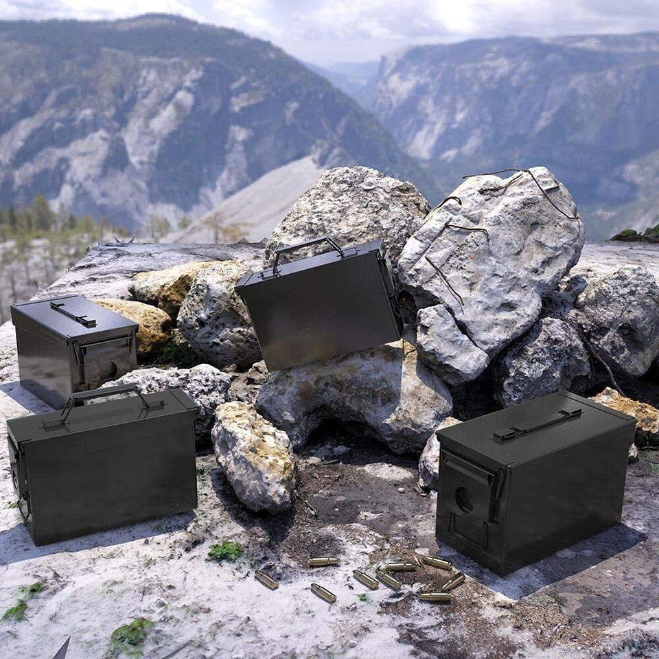 50 Cal Ammo Can Metal 9mm Ammo Box Storage Crate case for Shotgun ...