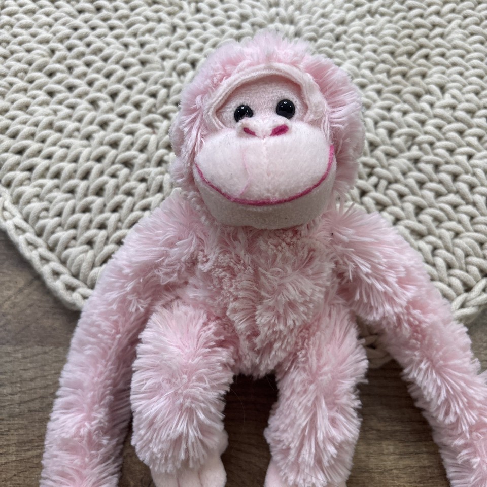 Animal Alley Pink Monkey Plush Long Arms 8” Soft Fuzzy Stuffed Animal ...