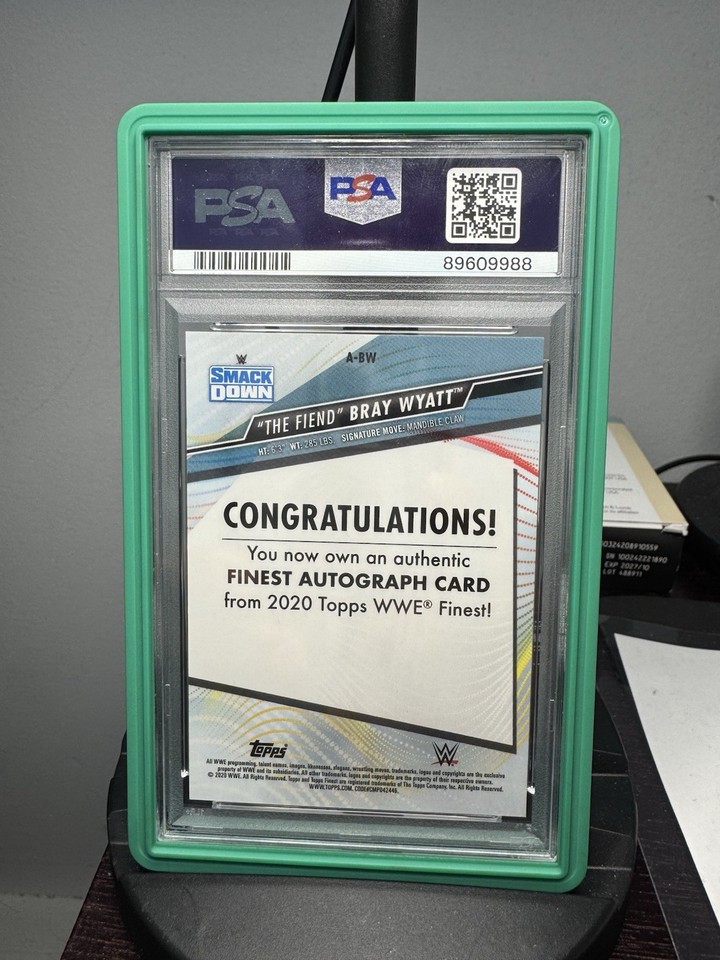 2020 Topps Finest WWE Bray Wyatt Green Chrome Refractor Auto 13/99 PSA ...