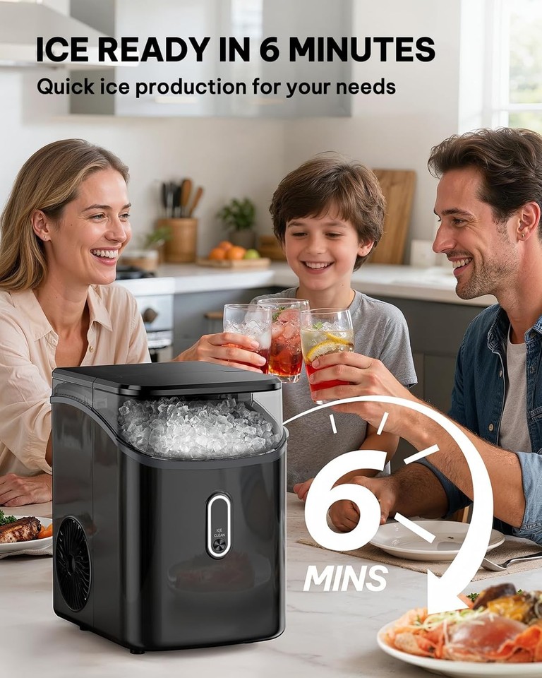 Pebble Ice Makers with Crushed Soft Chewable Ice, 33lbs Per Day with ...