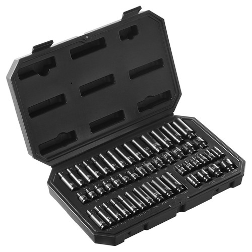 Impact Sockets Set 48pcs 6-Point 1/4" Drive Bit Ratchet Tool Kit Case ...