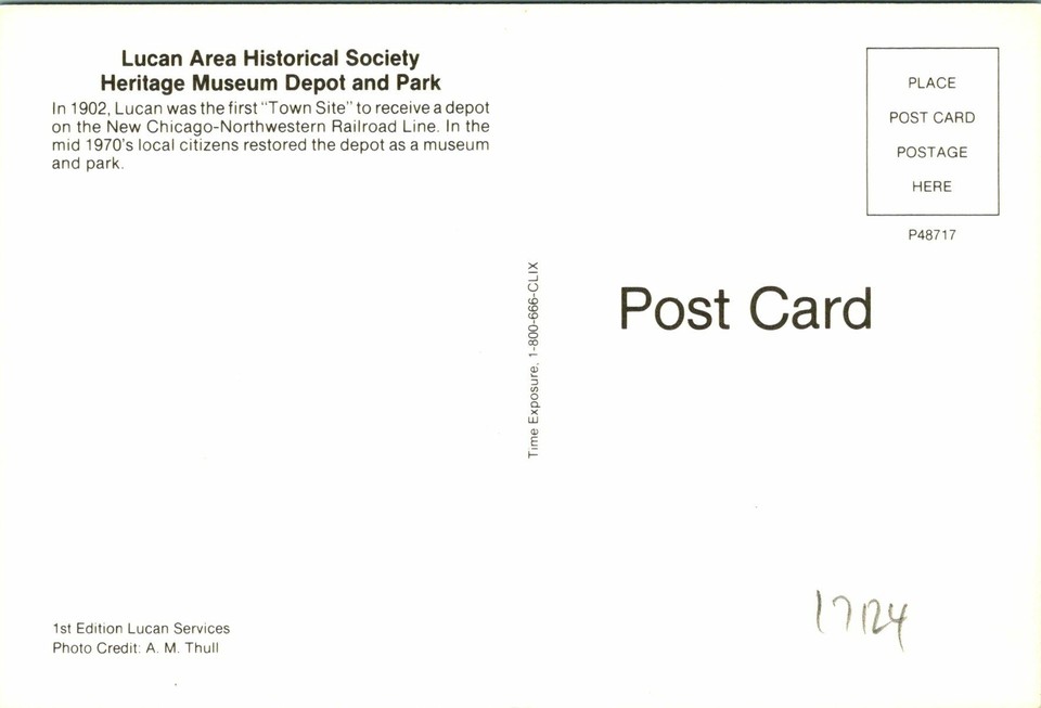 Lucan MN Historical Society Heritage Museum Depot Park Postcard unused ...