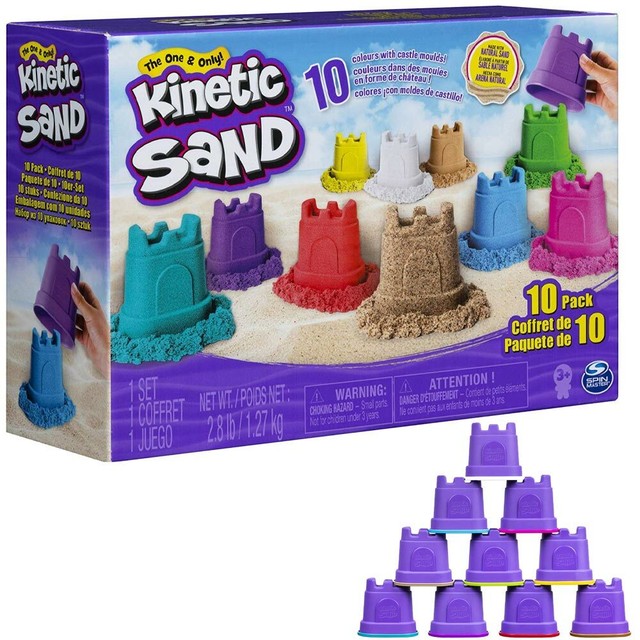 Kinetic Sand 10-pack Castle Containers Kids Beach Toys Mould Pretend ...