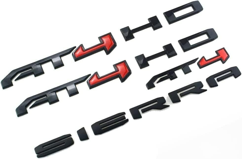 4Pcs AT4 HD Emblem Sierra Badge for 1500 2500HD 3500HD 85002068 (Gloss ...