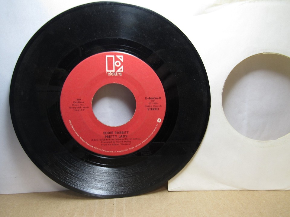 Old 45 RPM Record - Elektra E-46656 - Eddie Rabbitt - Drivin' My Life ...
