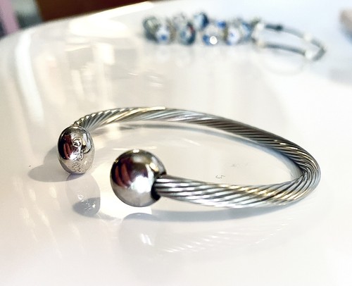 Q Ray Deluxe Silver Plated Twisted Cable Cuff Bracelet Qray Q-Ray. David Y Style | eBay