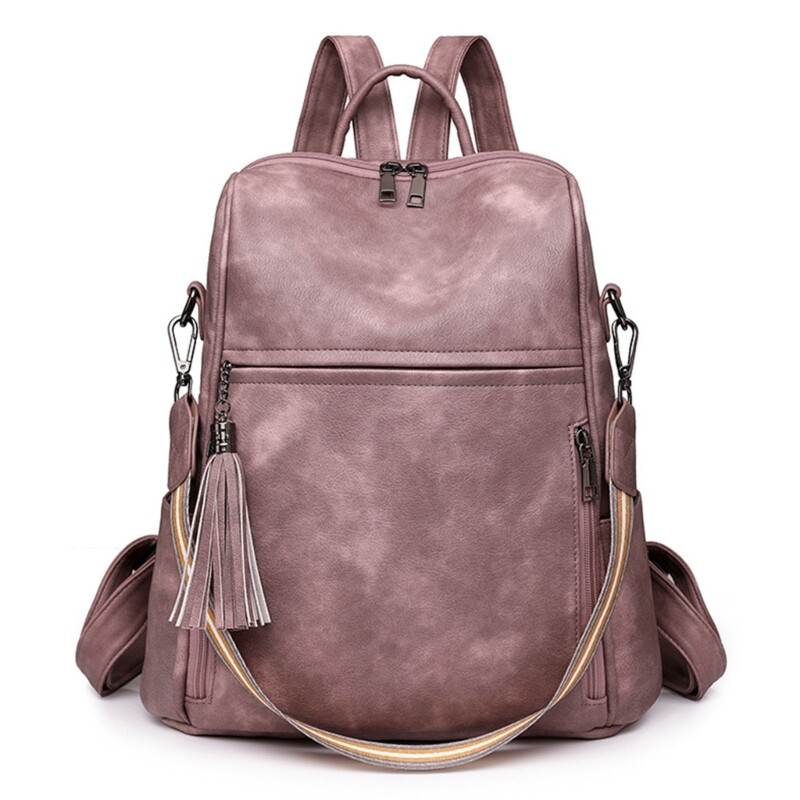 Women Large Capacity Backpack Travel Backpack PU Leather Backpack ...