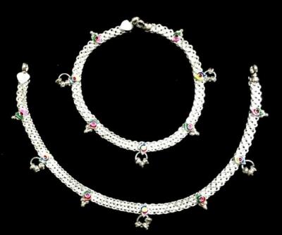 Pure Real Silver Indian Payal Anklet Pair 26 Gram 8.5'' FREESHIP SB25 ...