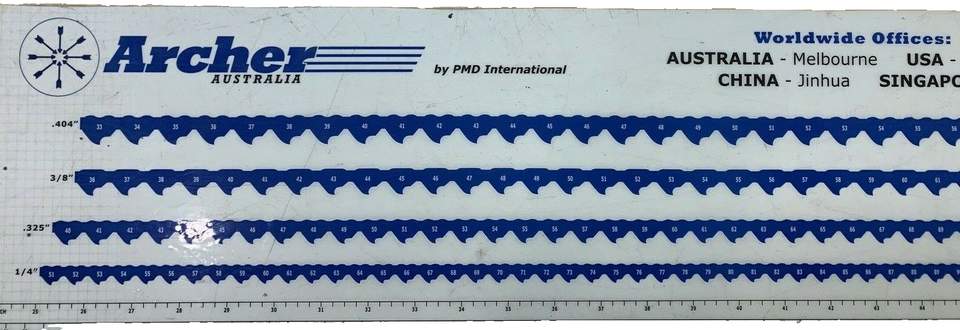 ARCHER BENCH CHAINSAW CHAIN MEASURING CHART SCALE DRIVE LINK COUNTER | eBay