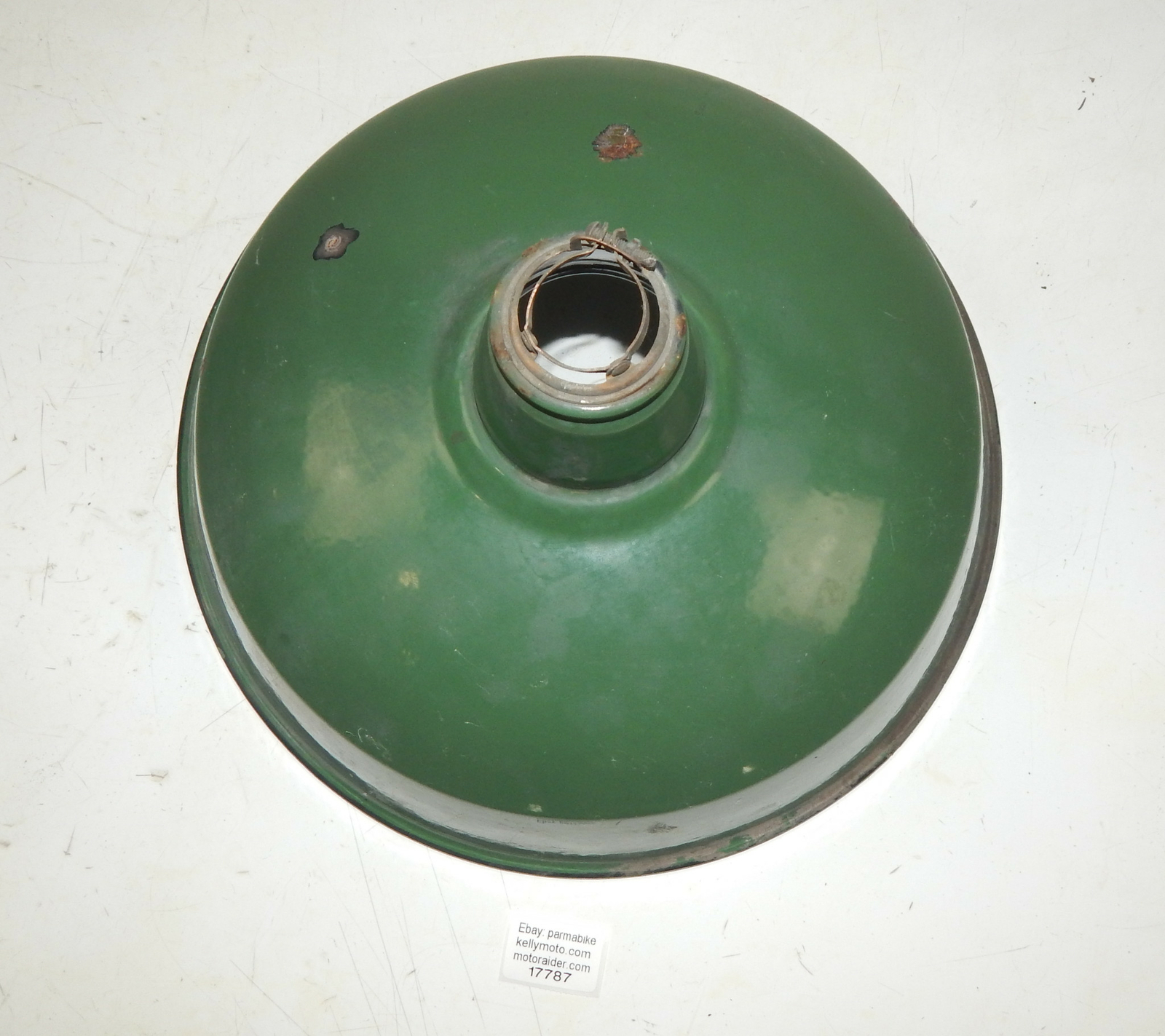 VINTAGE METAL SHOP LIGHT SHADES GREEN PORCELAIN ENAMEL D=14" GARAGE ...