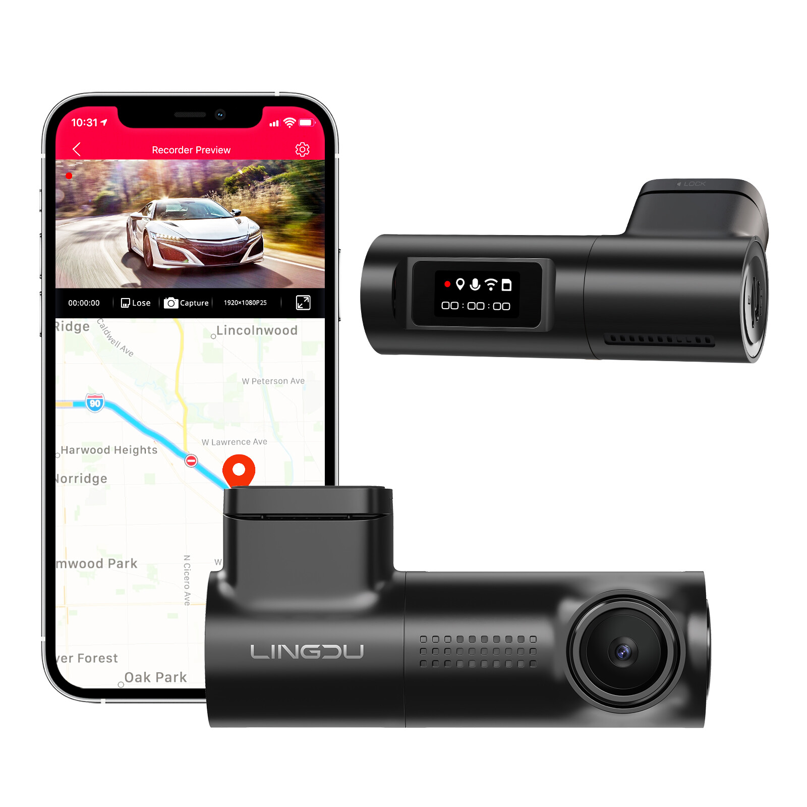 D100 Smart Dash Cam for Cars 2K GPS WIFI 0.96"LCD Display WDR Parking ...